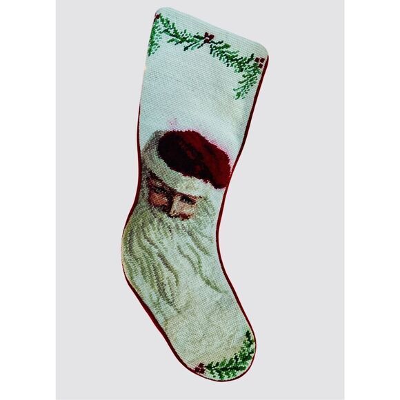 Vintage | Accents | Vintage Christmas Needlepoint Woolembroidered ...